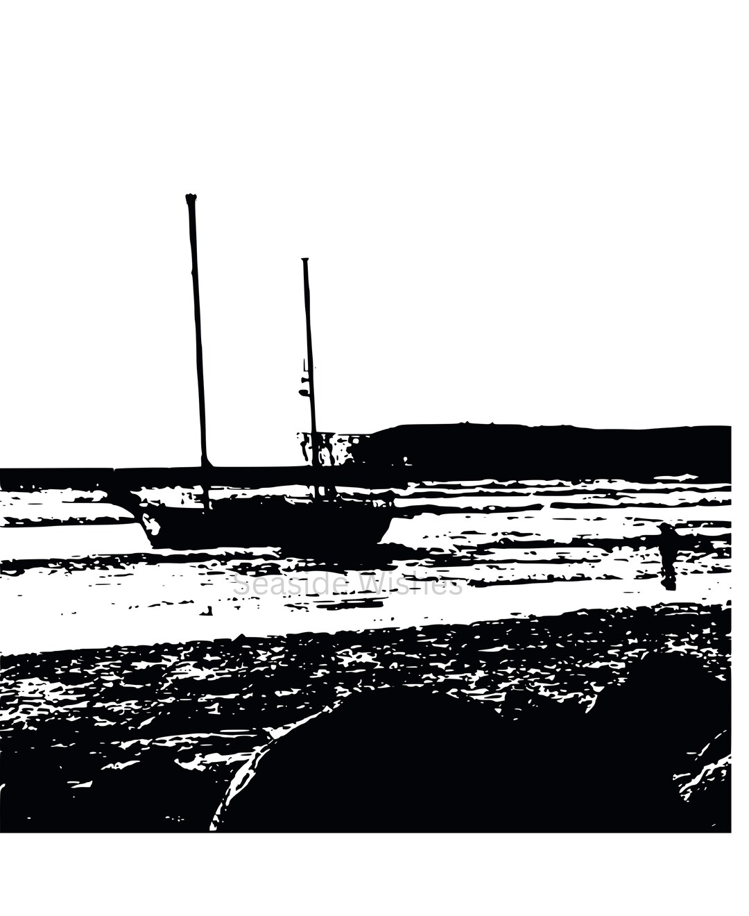 Tranquil Boat Serenity on the Shore SVG, PNG, Cut File, Sublimation ...