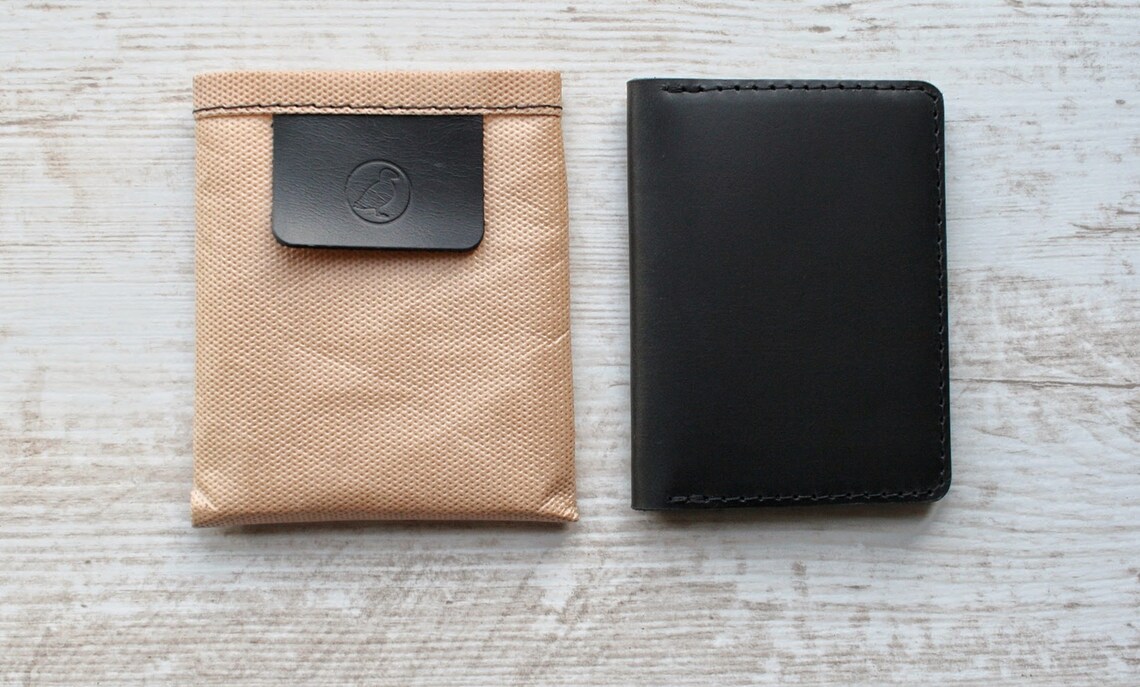 Black Leather Wallet Slim Card Wallet Slim Wallet - Etsy