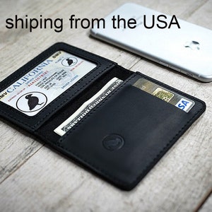 Black Matte Leather Wallet Slim Wallet Minimalist Wallet - Etsy