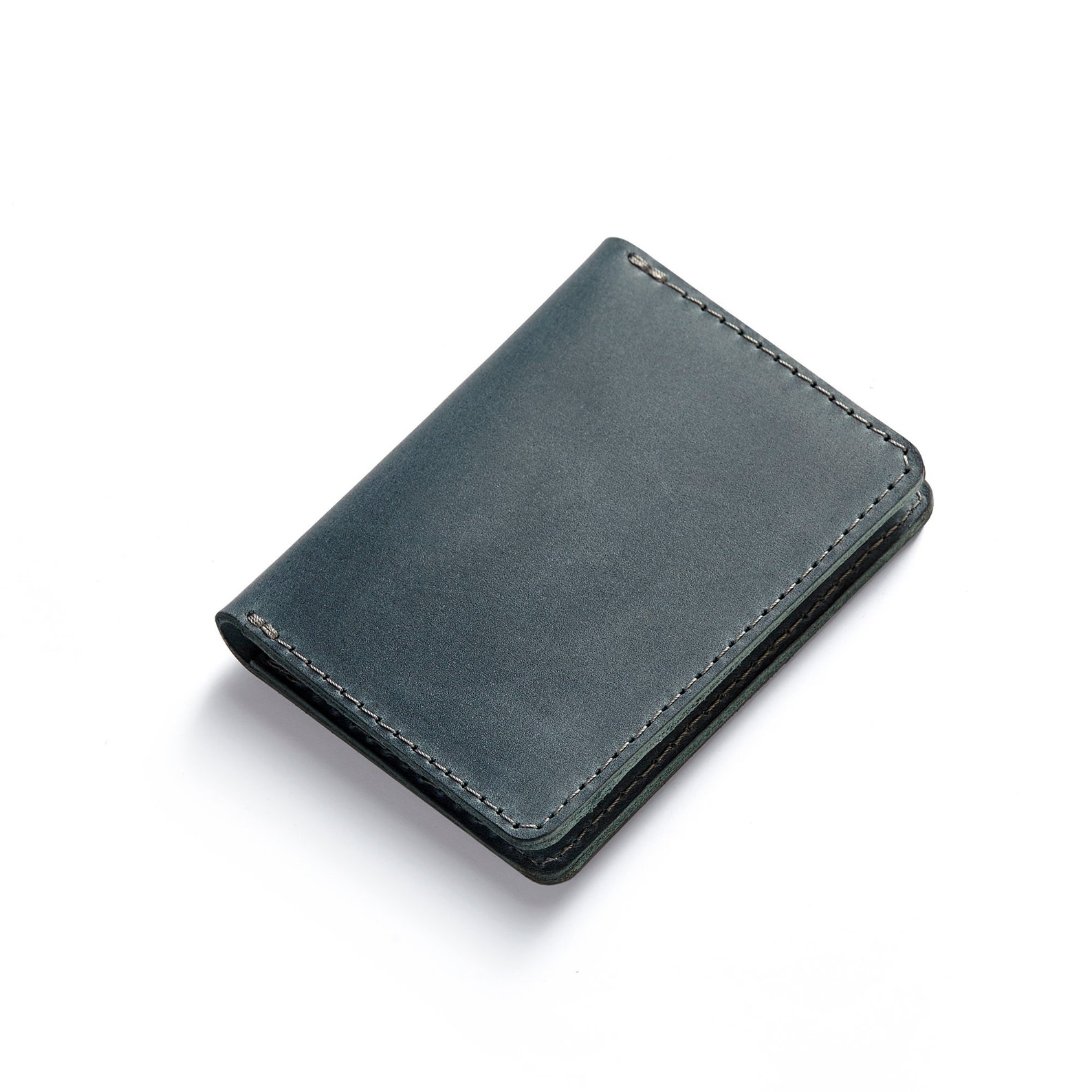Minimalist Leather Wallet With Id Window Personalized Bifold - Etsy