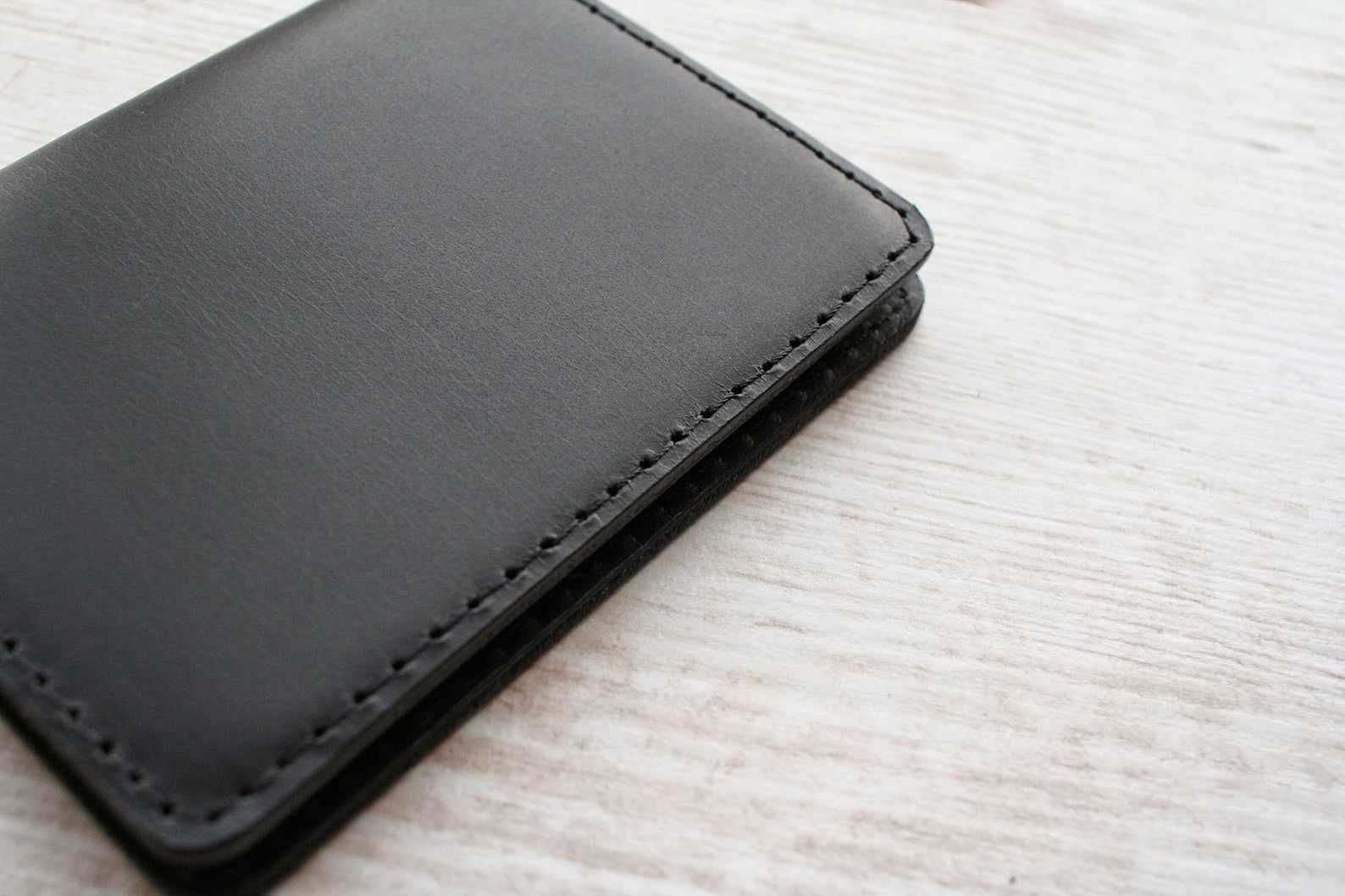 Black Leather Wallet Slim Card Wallet Slim Wallet - Etsy