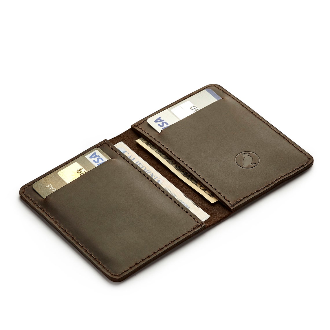 Slim Credit Card Holder Distressed Leather Credit Card - Etsy