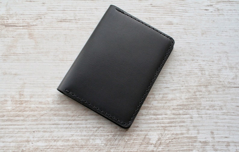 Black Leather Wallet Slim Card Wallet Slim Wallet | Etsy