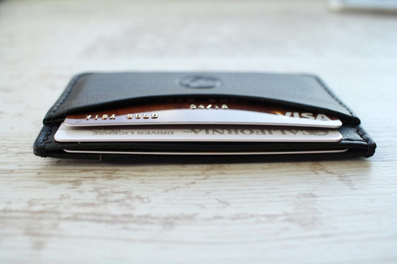 No fold minimalist wallet diamond quilted full grain card | Etsy