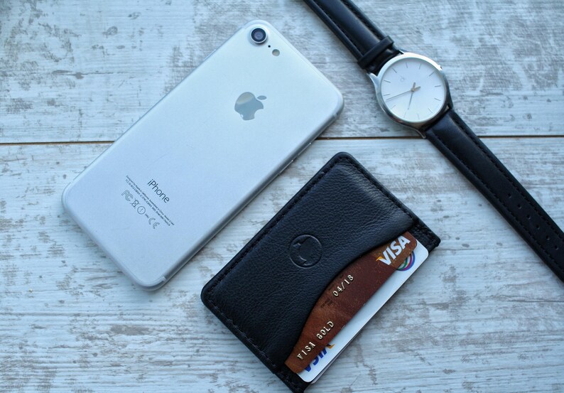 No fold minimalist wallet diamond quilted full grain card | Etsy