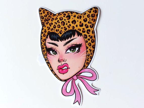 Cheetah Girl Sticker Vinyl Weatherproof Stickers Sassy Cute - Etsy