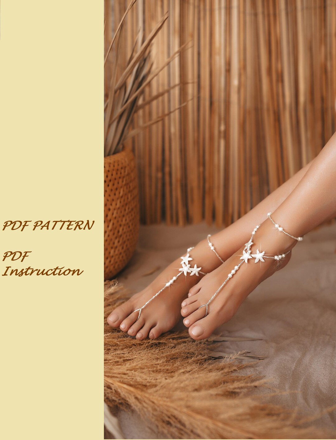 PDF PATTERN. PDF Pattern for Barefoot Sandals, Anklet, Wedding Foot ...
