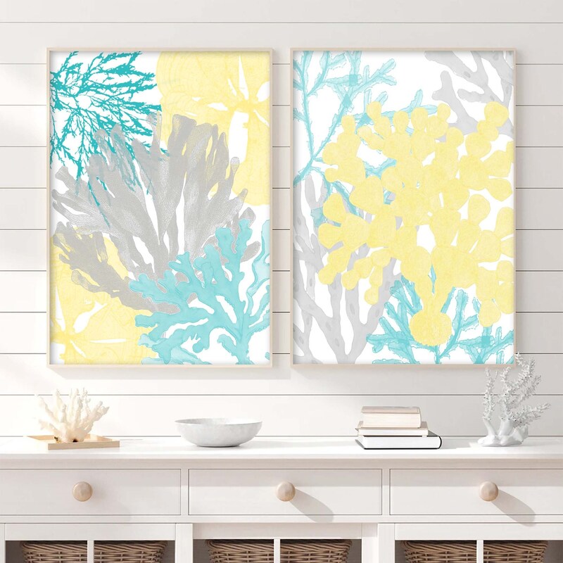 Yellow Aqua Gray - Etsy