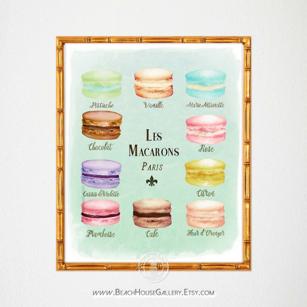 Macaron Print, Kitchen Decor Wall Art, French Macaron Illustration ...