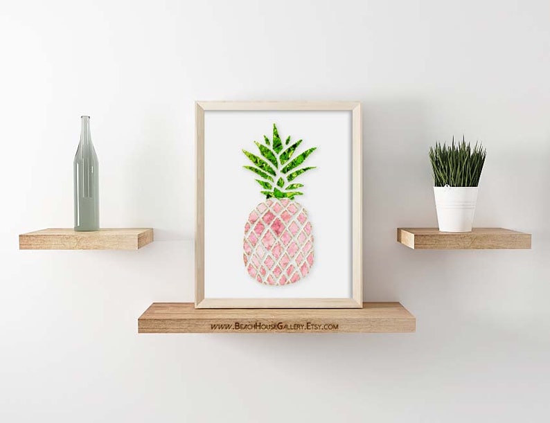 Pink Pineapple Print Preppy Wall Art Southern Decor Pink | Etsy