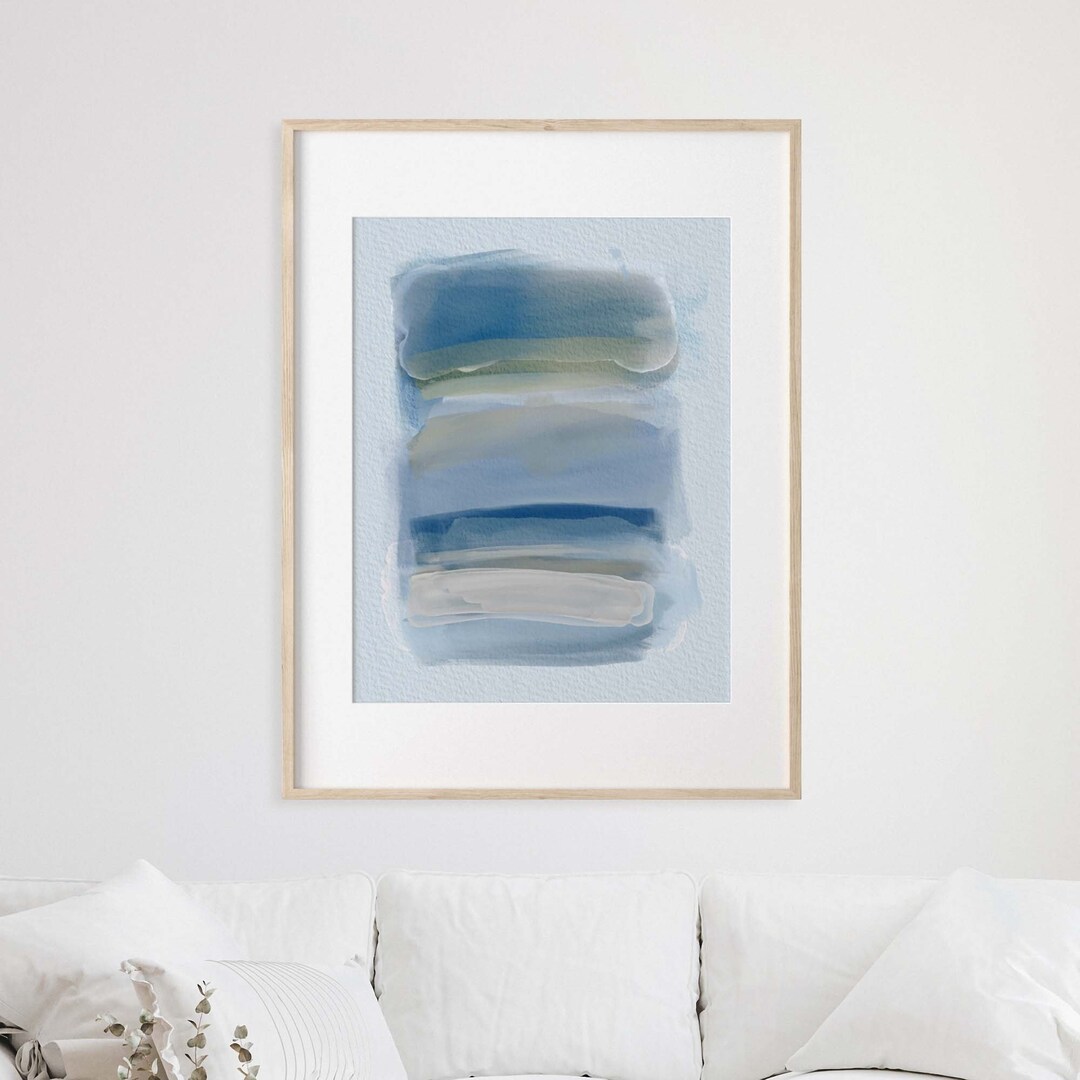 Blue Color Study: Modern Coastal Watercolor Print - Etsy