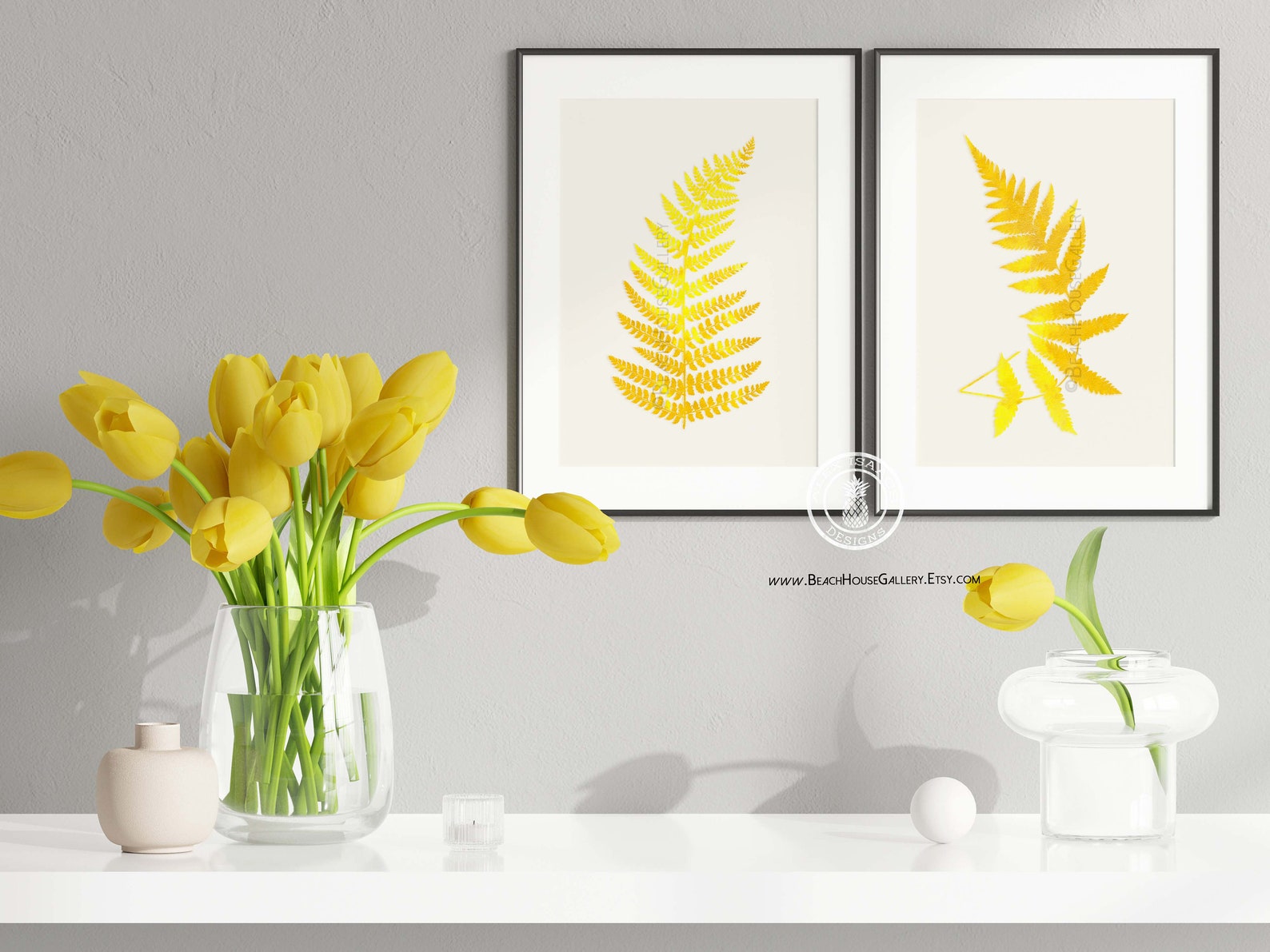 Yellow Wall Art Yellow Botanical Prints Leaves Yellow Wall - Etsy