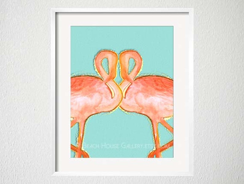 Flamingo Print Summer Art Tropical Decor Beach House - Etsy