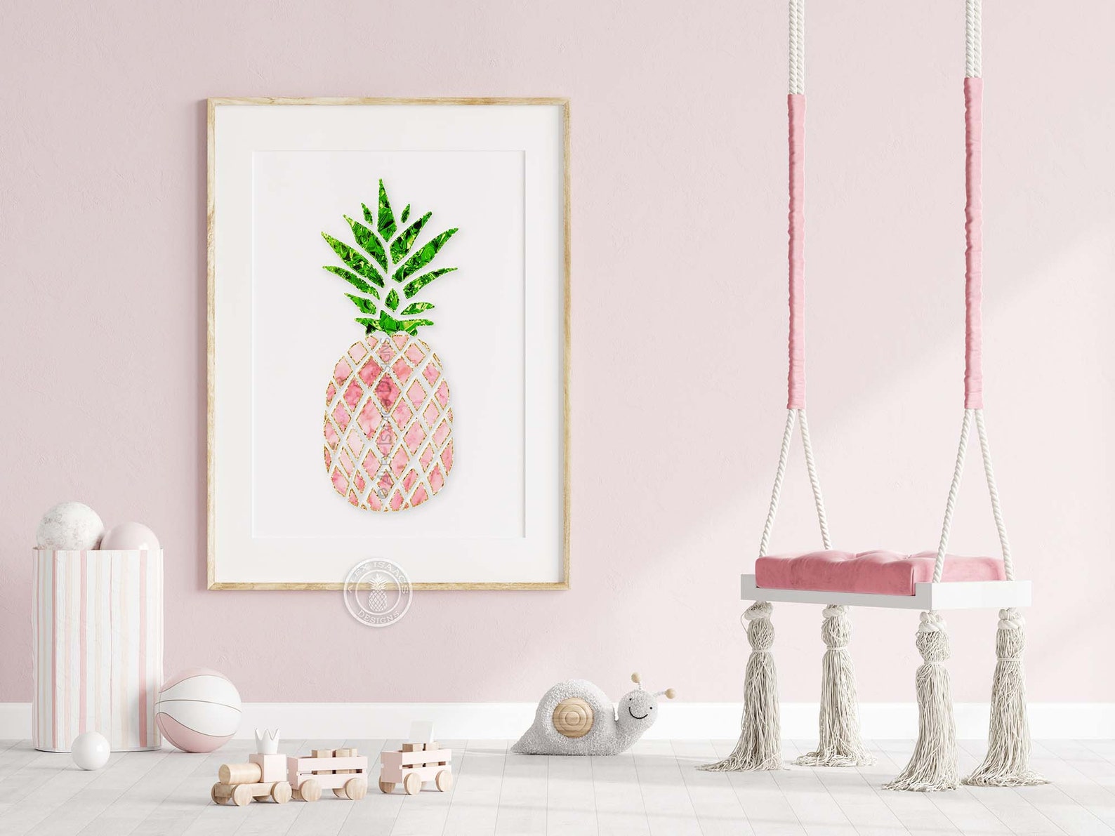 Pink Pineapple Print Preppy Wall Art Southern Decor Pink - Etsy