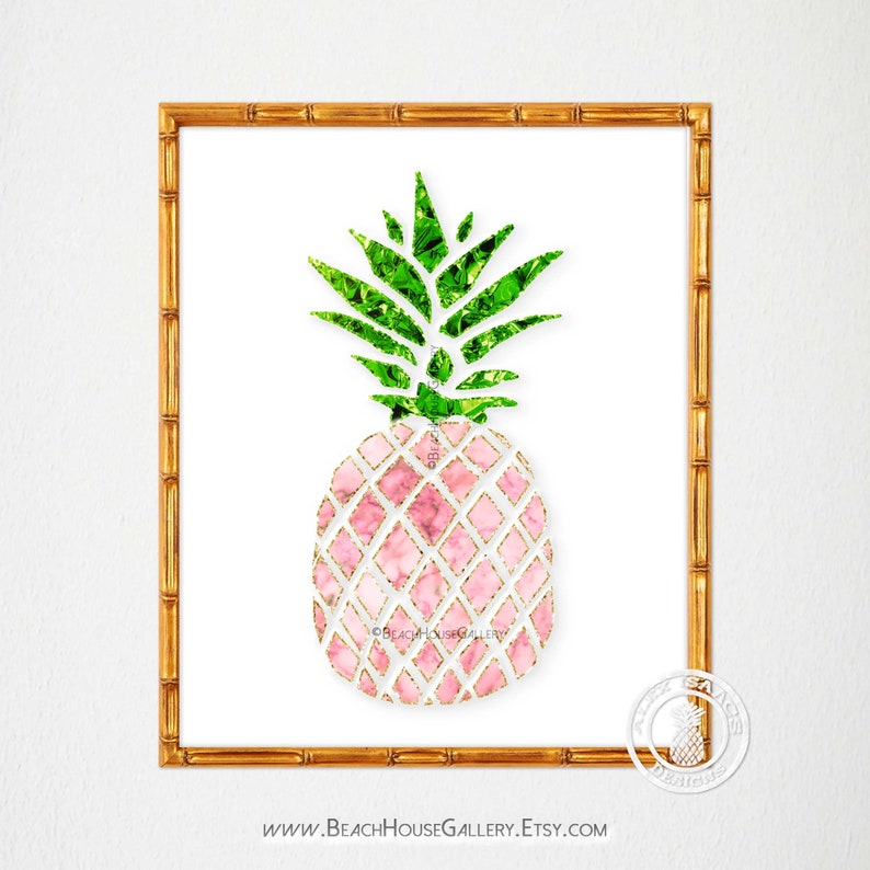 Pink Pineapple Print Preppy Wall Art Southern Decor Pink - Etsy