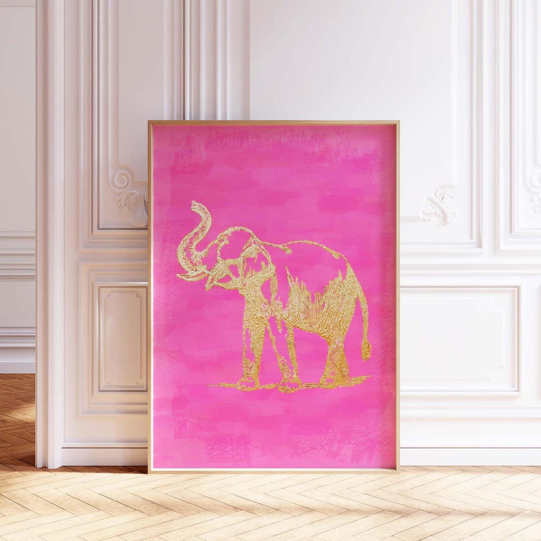 Pink Elephant Art Print: Chinoiserie Wall Decor - Etsy