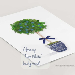 Blue White Chinosierie Topiary, Blueberry Watercolor, Gift for Plant ...