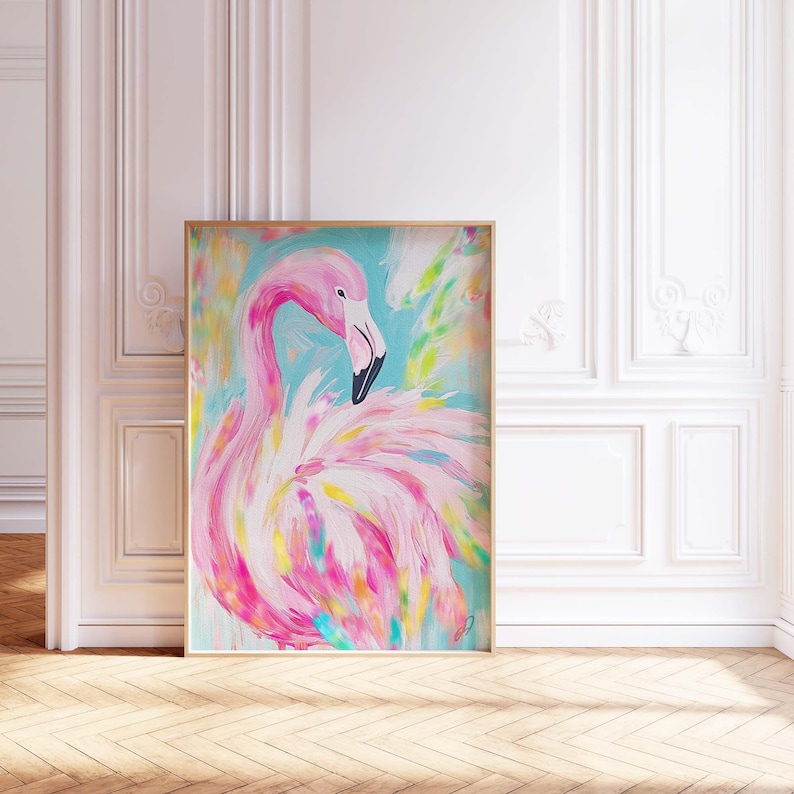 Colorful Flamingo Art Print: Preppy Palm Beach Coastal Decor - Etsy
