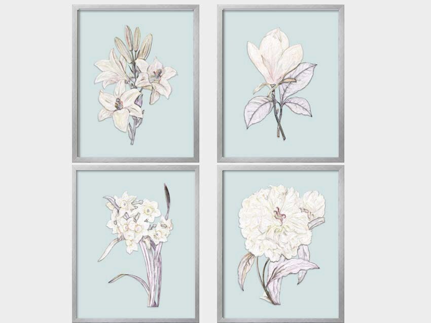 White Botanical Print Minimalist Floral Print White Flower | Etsy