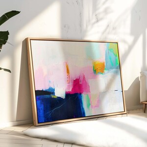 Bright Blue Abstract Art, Colorful Canvas Painting, Extra Large Art ...