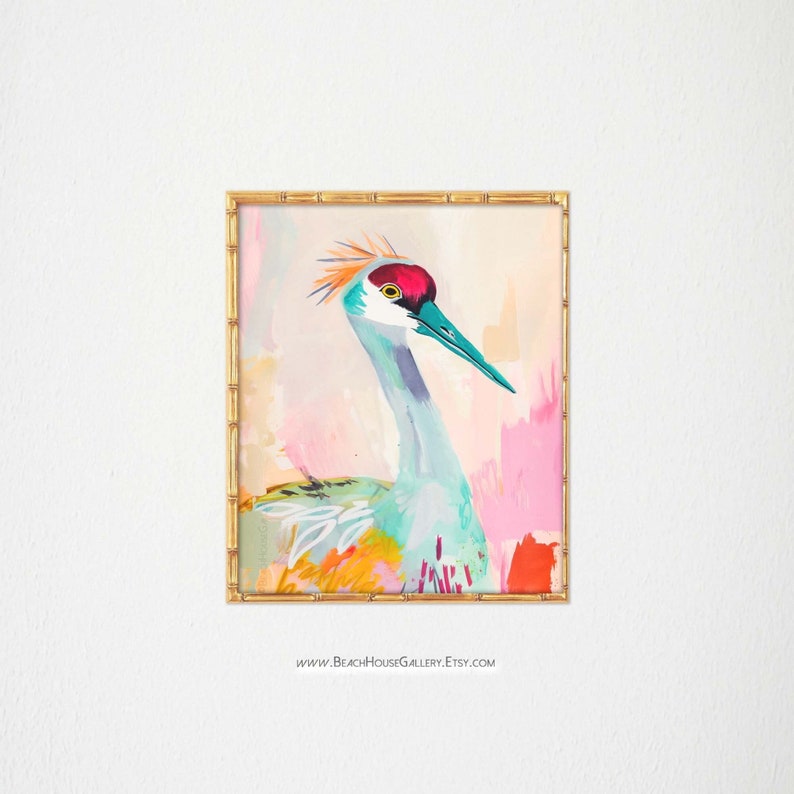 Colorful Sandhill Crane Painting - Exotic Bird Painting - Vibrant ...