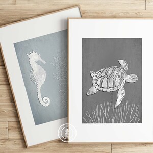 Teal Beach Decor, Teal Gray Wall Art, Teal Beach Theme Bathroom Art ...