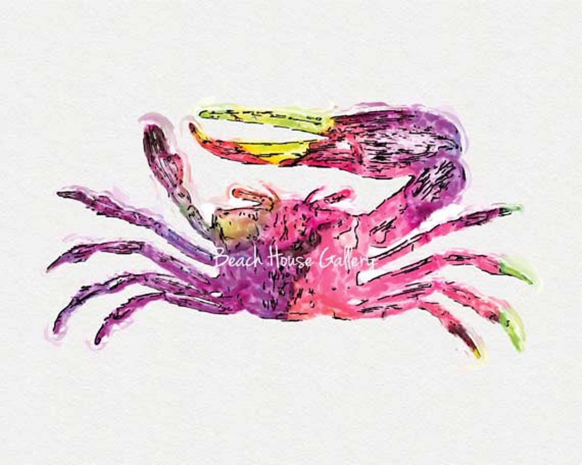 Crab Art Fiddler Crab Crab Print Palm Beach Chic Sea Life - Etsy