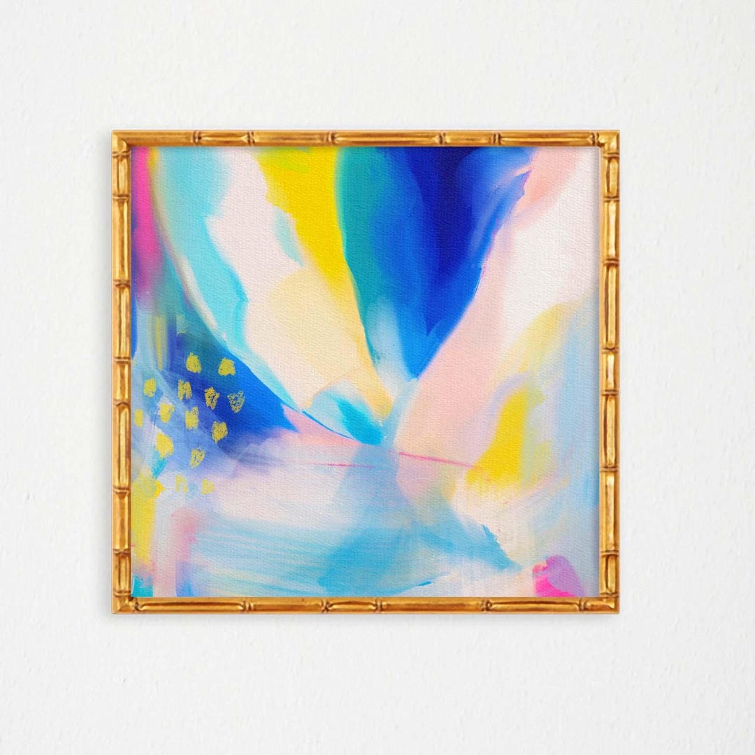 Bright Colorful Abstract Painting Square Print | Preppy Colors Wall Art ...