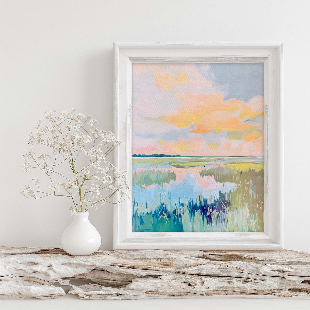 Abstract Low Country Marsh Abstract Landscape Painting - Coastal Wall ...