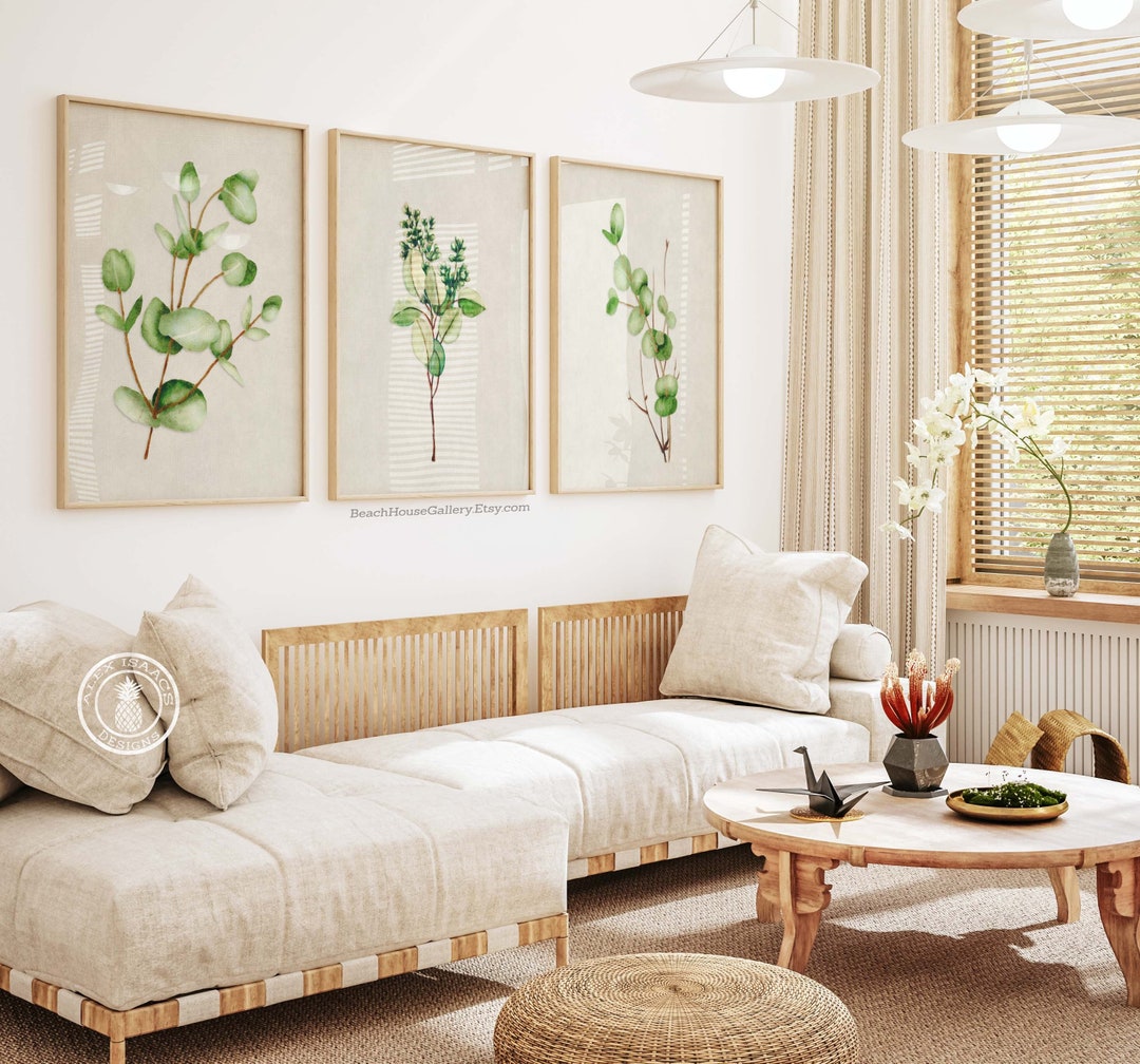 Watercolor Eucalyptus Art, Eucalyptus Prints, Modern Rustic Living Room ...