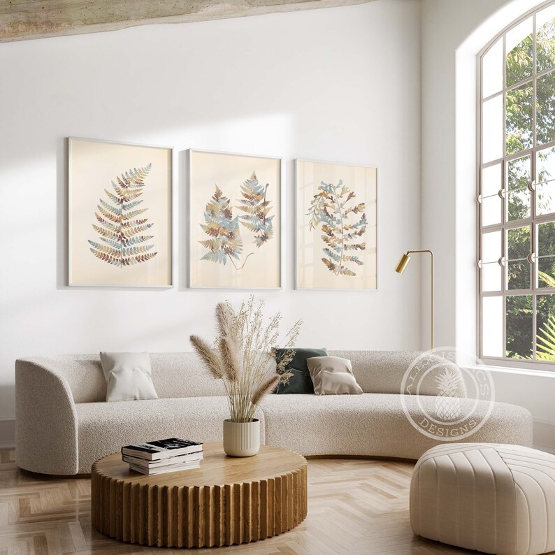 Blue Brown Botanical Prints Blue Farmhouse Botanical Prints - Etsy