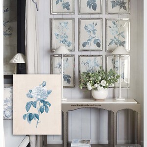 Set of 9 Blue Botanical Prints, Modern Farmhouse Wall Art, French ...
