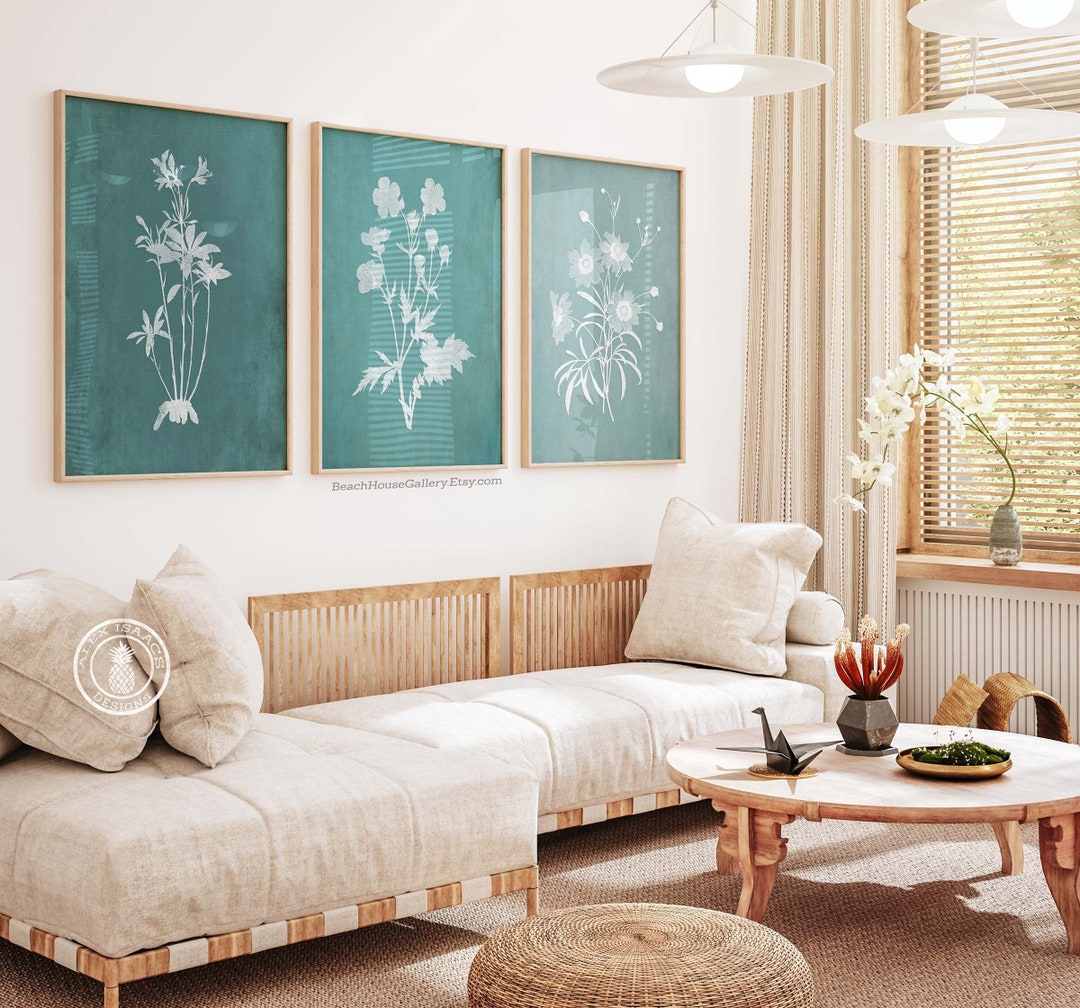 Teal Farmhouse Rustic Wall Art for Bedroom or Living Room Prints, Turquoise Modern Farmhouse ...