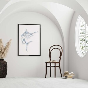 Florida Marlin Art, Modern Beach House Wall Art, Sailfish Art, Nautical ...