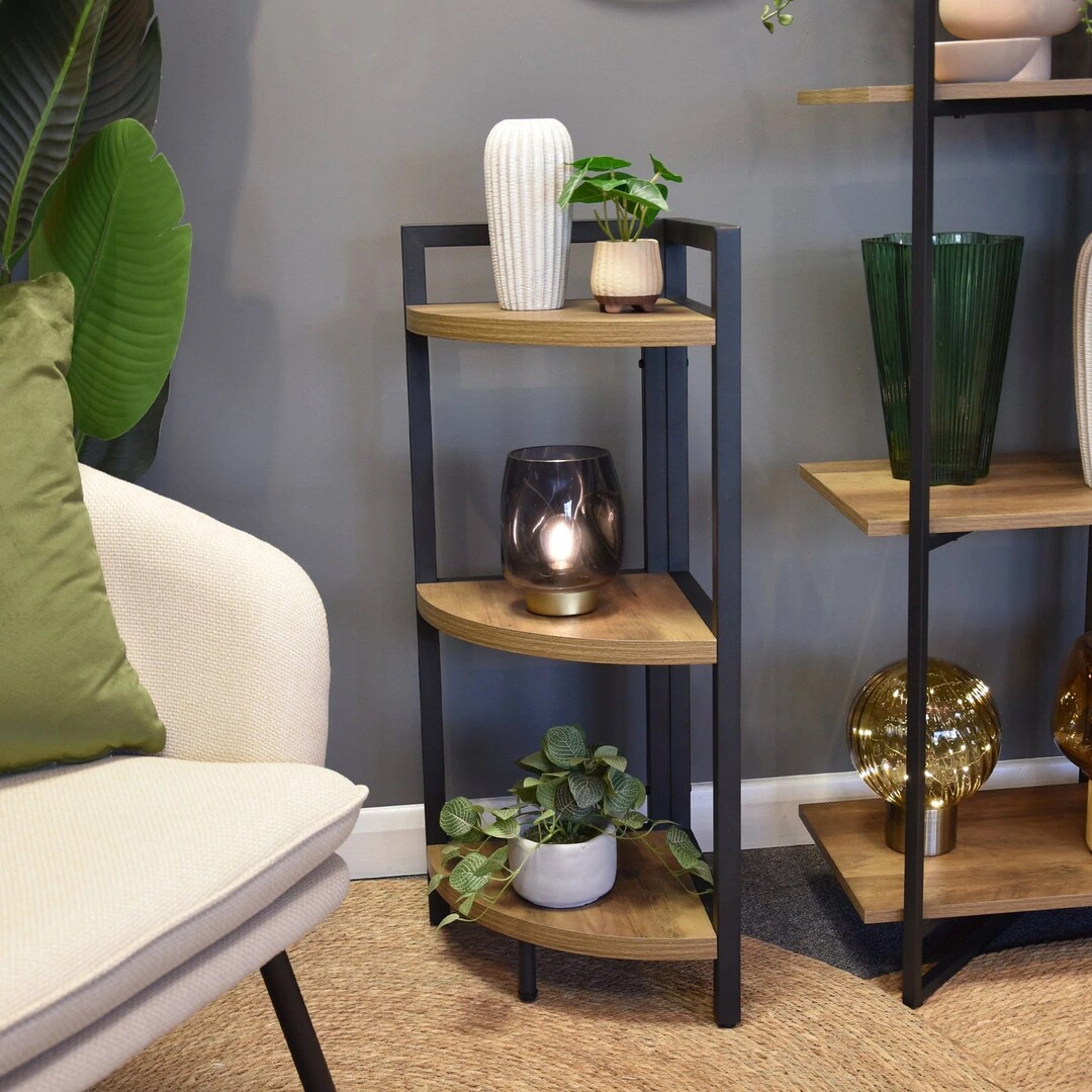 Corner Three Shelf Unit Metal & Wood Finish - Etsy