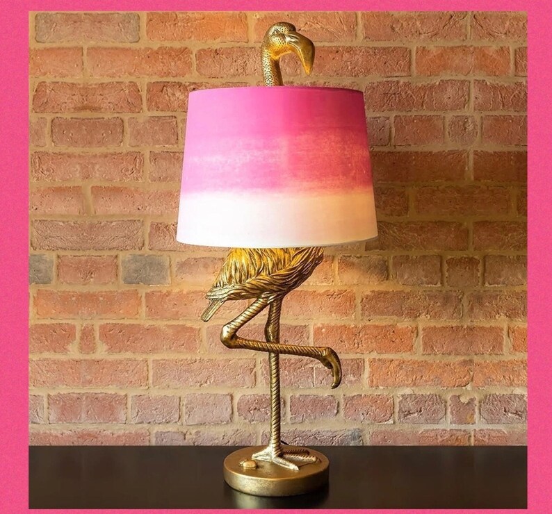 Flamingo Pink Table Lamp Golden Finish - Etsy