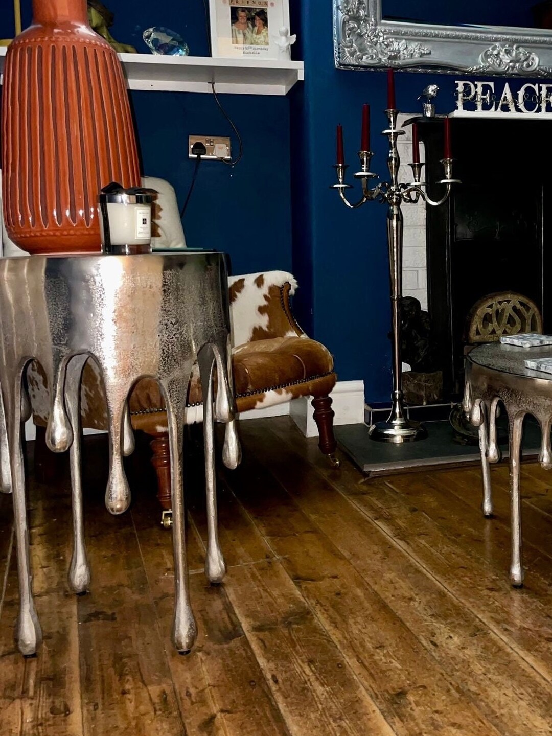 Drip Style Aliminium Side Table Silver - Etsy