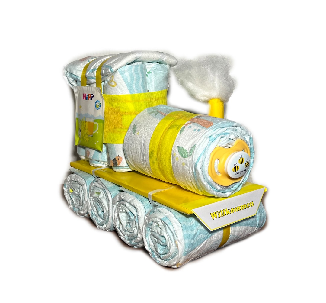 Diaper Cake Diaper Locomotive Diaper Locomotive Yellow Diaper Train ...