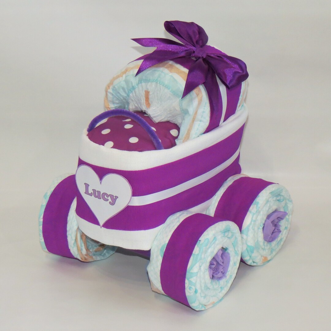 Diaper Cake Diaper Stroller XL Tires Purple - Etsy