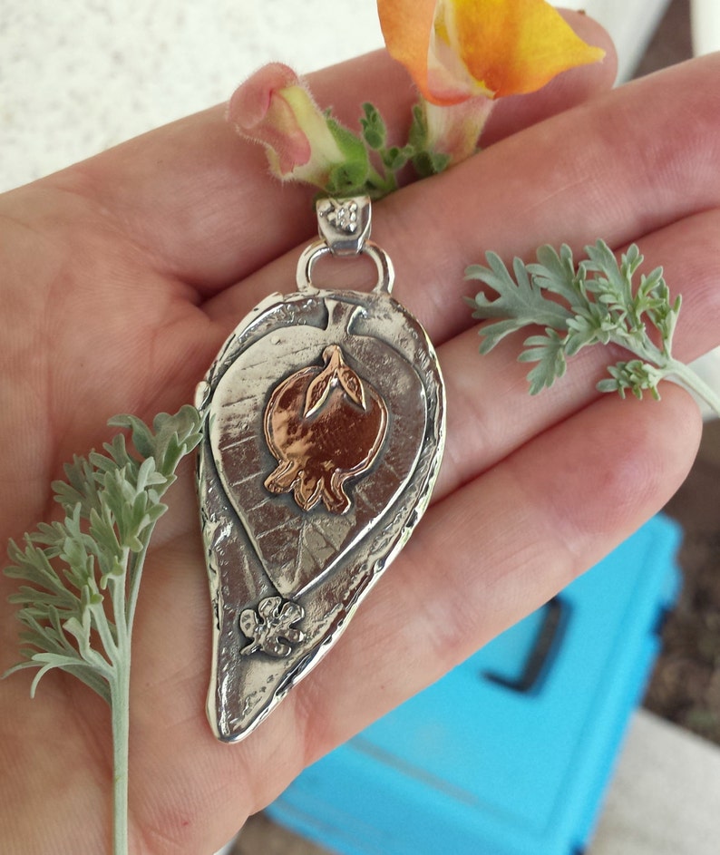 Silver and Gold Pomegranate Pendant Israeli Jewelry Judaica Jewelry ...