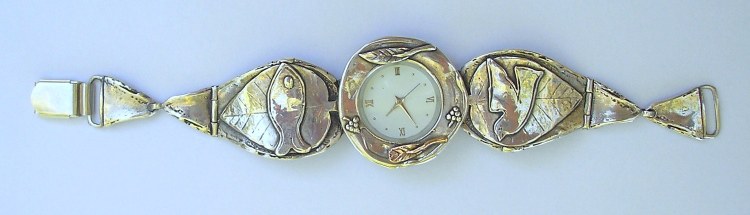 Fish, Dove, Silver and Gold Watch ,judaica Jewelry, Kabbalah Jewelry ...