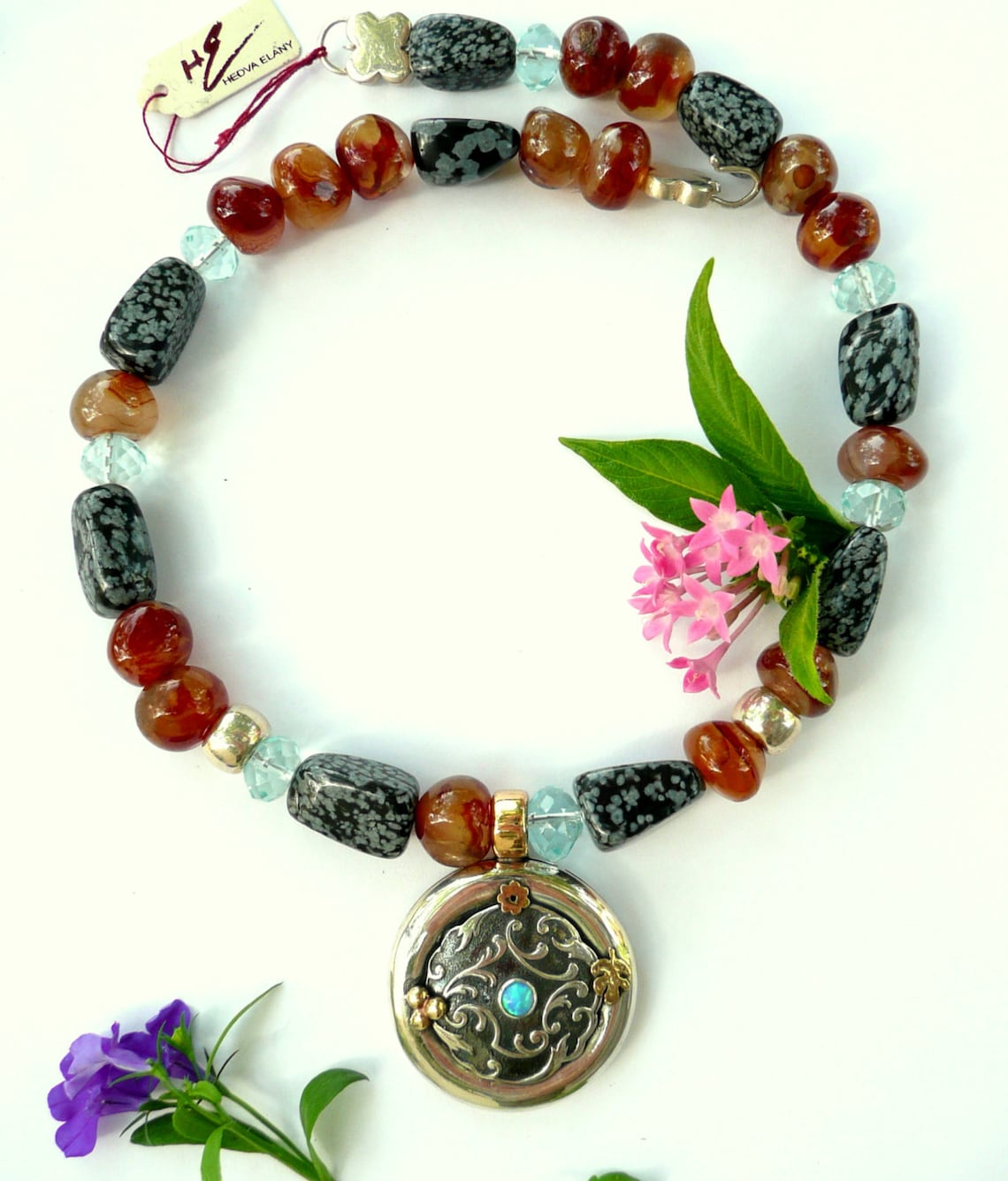 Semiprecious Stones Necklace Statement Necklace Large - Etsy