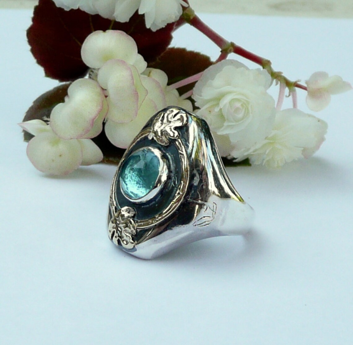 Bible Isaac's Well Ring. Sterling Silver With Gold Set - Etsy