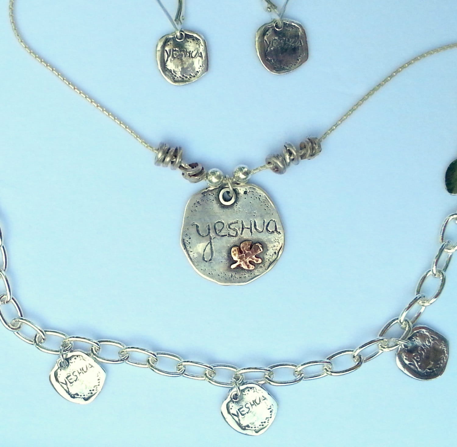 YESHUA / SALVATION Set of Necklace, Bracelet and Earrings Handmade of ...