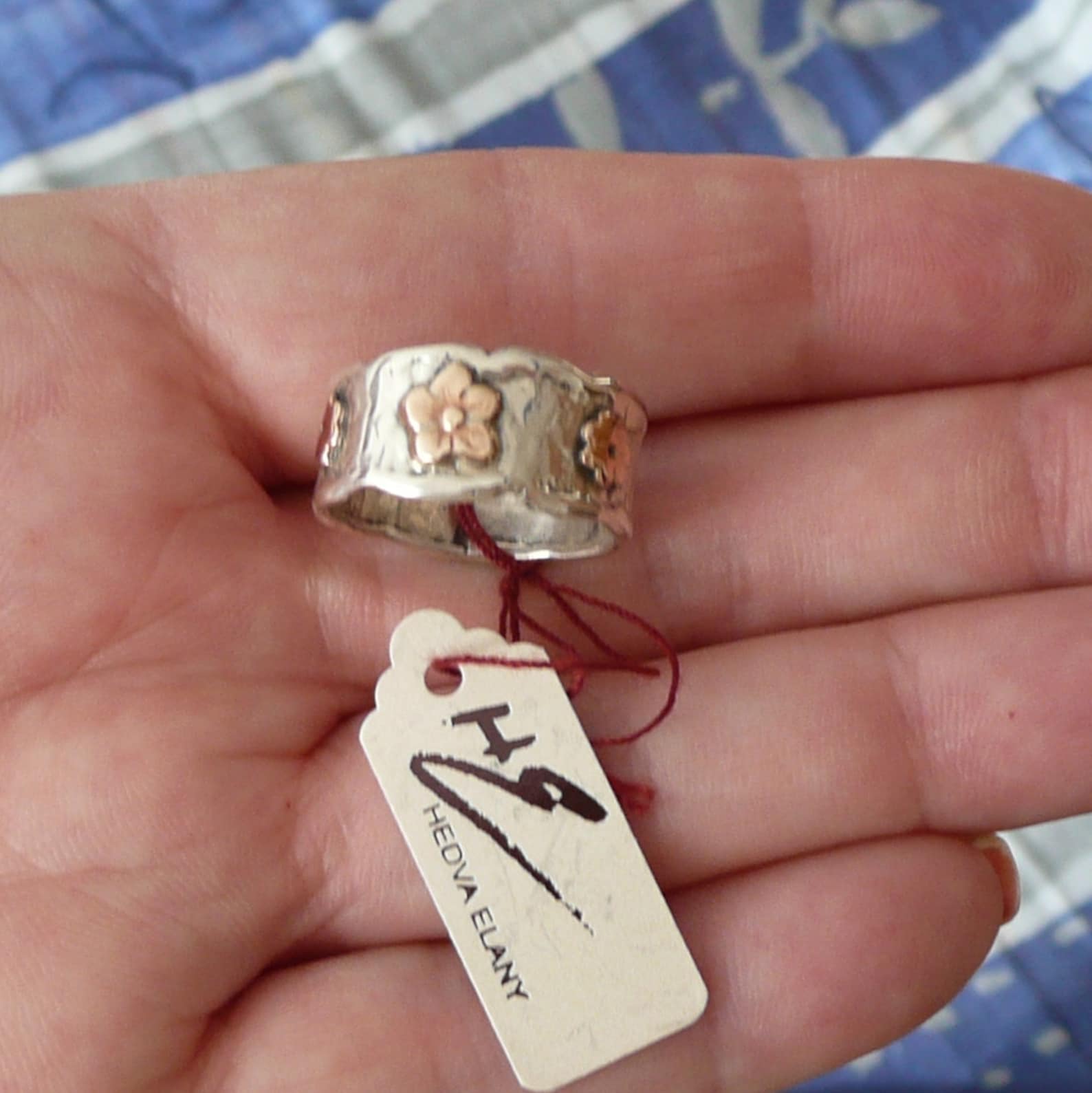 Band Ring With 3 Gold Flowers Silver Ring Wedding Ring Handmade by ...