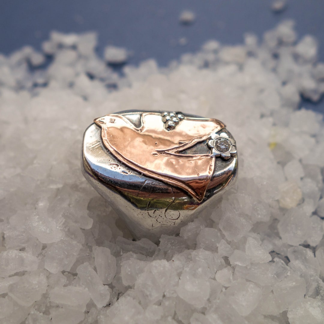 Dove Ring, Gold Dove, Set With a Diamond, Bible Ring, Torah Ring ...