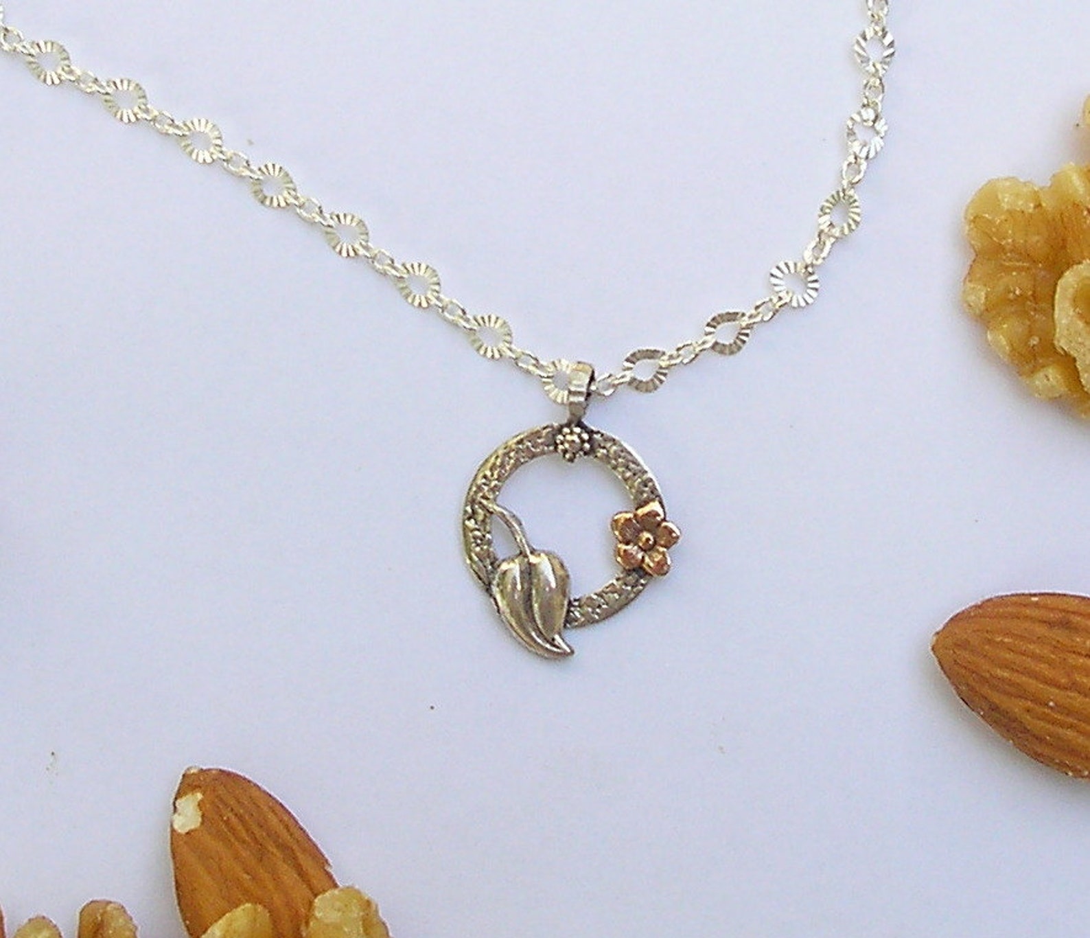 Sterling Silver & Gold Necklace Reserved for CS Gold Flower and Silver ...