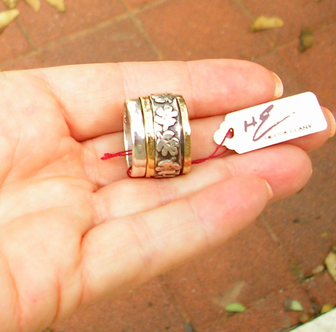 Fig Sterling Silver Gold Band Ring Spinning Ring Moving - Etsy