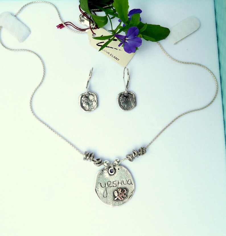 YESHUA= Salvation Set of Necklace and Earrings Made of Sterling Silver ...