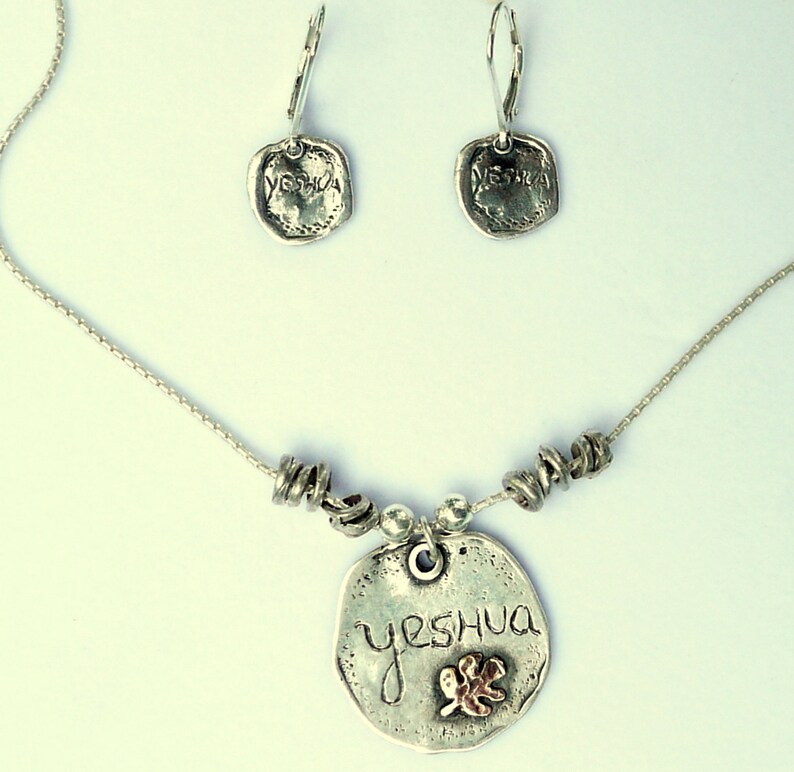 YESHUA= Salvation Set of Necklace and Earrings Made of Sterling Silver ...